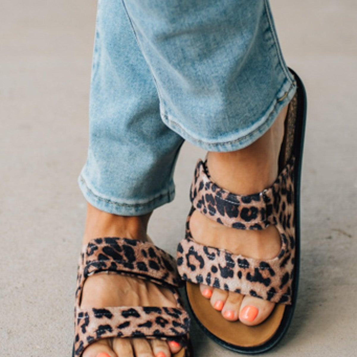 Hana Leopard Double Strap Slides – RubyClaire Boutique